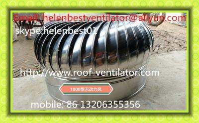 China Ventilador turbo de telhado de 1000 mm movido pelo vento para aço inoxidável de armazém à venda