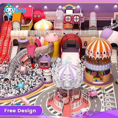 Cina Parco giochi interno a tema di colori dolci personalizzato per bambini con scivolo in legno e pozzo a palla in vendita