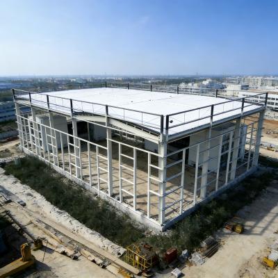 China High-strength corrosion-resistant multi-story steel structure building with large-span open floors, offering flexible spaces for multiple scenarios for sale