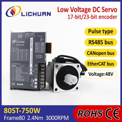 China Lichuan DC Servo Motor Drivers Kit DS2-20P/R/C/E Low Voltage 2.4N.m 750W 48V 19A 3000RPM IP65 for sale