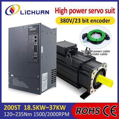 China Lichuan AC Servo Motor Drivers Kit HIGH POWER 120N.m 18.5KW AC380V 31.8A 1500/2000RPM IP65 for sale
