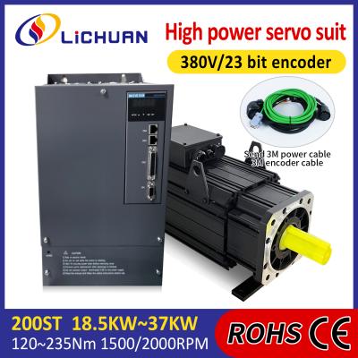China Lichuan AC Servo Motor Drivers Kit HIGH POWER 88N.m 18.5KW AC380V 31.6A 1500/2000RPM IP65 for sale
