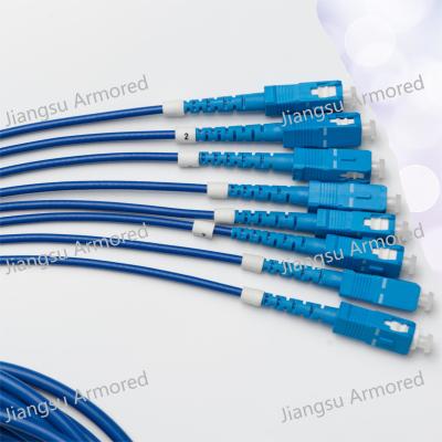 China 8 Core Armored Patch Cord 10m SC LC 6.5mm Blue  LSZH   Patch Jumper for sale