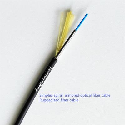중국 심플렉스 3.0mm 나선 장갑 섬유 케이블 단일 모드 검은 LSZH FTTH 설치류 저항 판매용