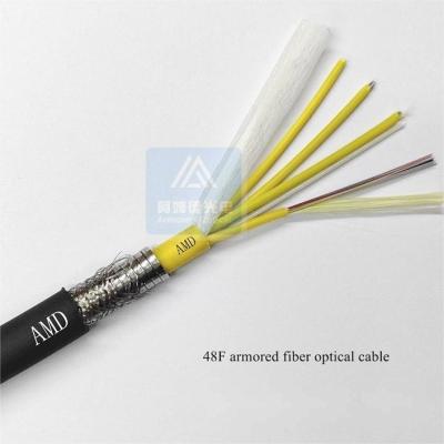 중국 48 코어 장갑 광섬유 케이블 단일 모드 10.5mm 검은 TPU 설치류 저항 판매용