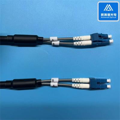China 2 Cores SM Armored Patch Cord CPRI Patch Jumper Black LSZH 7.0mm  DLC 70M for sale