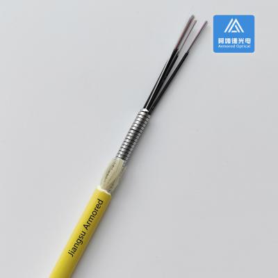 China 8.5mm Micro 48 Core Armored Optical Fiber Cable SM Spiral Yellow LSZH for sale