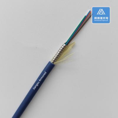 중국 6 코어 단일 모드 나선 장갑 섬유 케이블 5.0mm 파란색 PVC 설치류 저항 FTTH 판매용