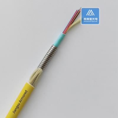 중국 12 코어 OM3 나선 장갑 섬유 케이블 7.5mm 노란색 LSZH 설치류 저항 FTTH 판매용