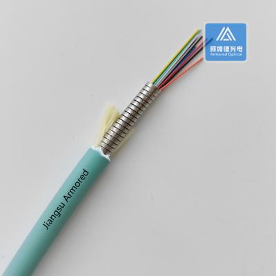 중국 12 코어 멀티 모드 나선 장갑 섬유 케이블 6.0mm Aque LSZH 설치류 저항 FTTH 판매용