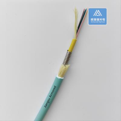 China 12 Cores Multimode Armored Fiber Optic Cable Aque LSZH 7.5mm Rodent Resistant for sale
