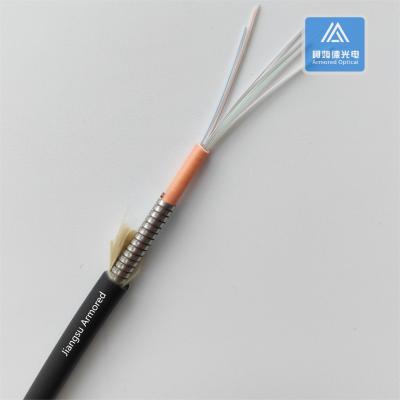 China 6 Strand Armored Fiber Optic Cable Mm Nylon 6.5mm Black Lszh Rodent Resistant Ftth for sale