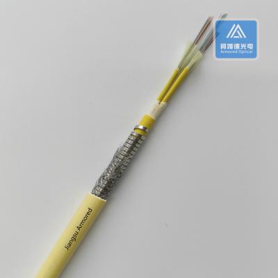 China 48 Core 10.5mm Spiral Armored Fiber Optic Cable Single Mode Yellow LSZH for sale