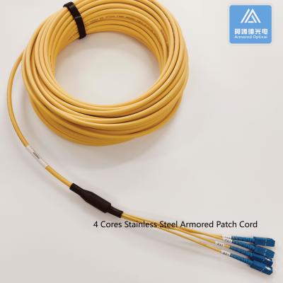 Cina FC-SC-25M 4 nuclei in acciaio inossidabile fibra ottica blindata cavo di patch 6.5mm giallo LSZH patch piombo in vendita