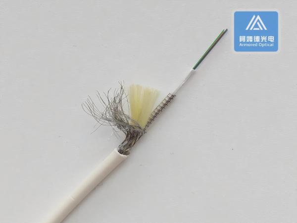 Quality 4 Cores  Armored Fiber Optical Cable  White LSZH 3.0mm Cable Assembly for sale