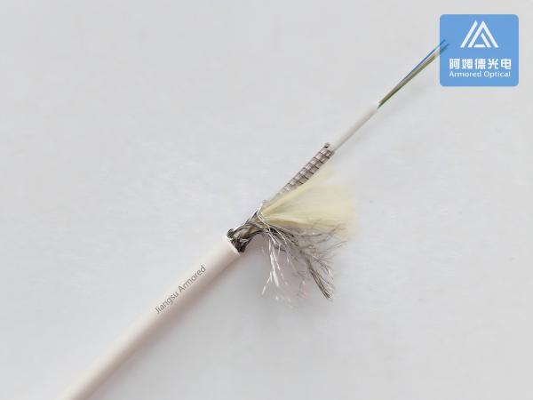 Quality 4 Cores Armored Fiber Optical Cable White LSZH 3.0mm Cable Assembly for sale