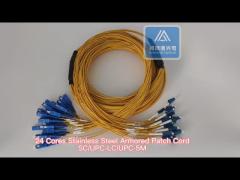 24 Cores Stainless Steel Armored Patch Cord SC-LC-10m Yellow LSZH 5.0mm FTTH Datacenter