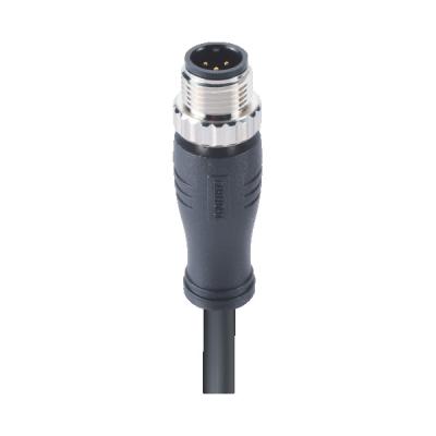 China Male M12 Plug Connector 5 Poles IP68 Straight Molded With Cable Shielded for sale