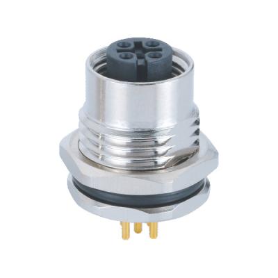 China 8 Poles M12 Panel Mount Connector PCB Type Front Mounting For Power Supply for sale