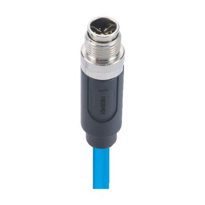 China M12 X Coding Male Connector Cross Shielded Connector Moled CAT6 EtherNet Cable with 10 Gbps Bandwith for sale