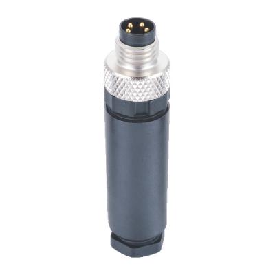 China Straight Orientation M8 Male 4 Pin Panel Mount Connector Field Wireable For Motors for sale