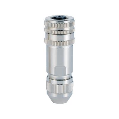 China EMC Shielded EtherNet Cable Connectors M12 Female 4 Poles D - Coding Installable for sale