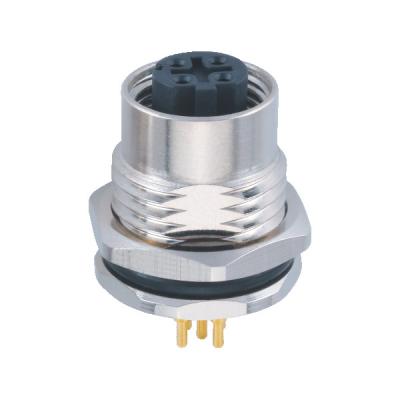 China D Coding 4 Pin Circular Connector M12 Female Gold Plated With Waterproof O-Ring for sale