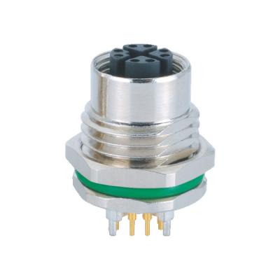China Gold Plated M12 8 Pin Female Connector X Coding Front Mounting OEM / ODM for sale