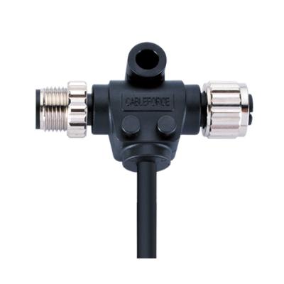 China 4A 60V T Type Connector A Coding 5 Pin Male To Female With Cable / CNC Screw for sale