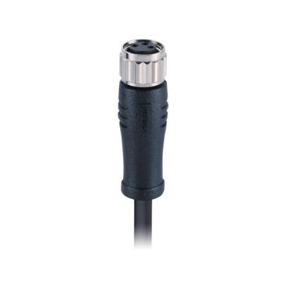China Cableforce M8 Cable Plug Female 3 Poles A Coding Connector Molded with PUR Cable for sale