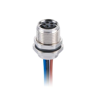 China Sensor M8 5 Pin Connector Panel Receptacle , Waterproof O - Ring Female Plug Connector for sale