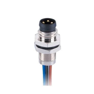 China Panel Receptacle M8 3 Pin Female Connector Hydrolysis Resistant For Power Supply for sale