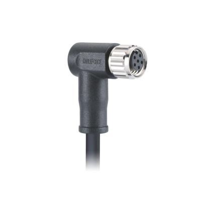 China M8 Cable Plug Female 3 Poles Right Angled Connector Molded PUR Cable for sale