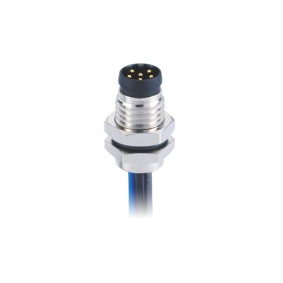 China 6 Pin M8 Circular Connector Male Solder Type Contacts Front Mounting IP67 / IP68 for sale