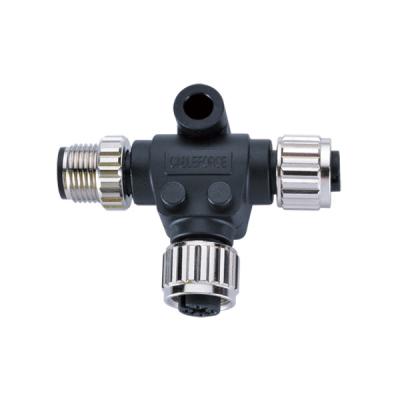 China Male To Female X 2 T Type Connector M12 5 Pin With Drop Cable Non - Shielded for sale