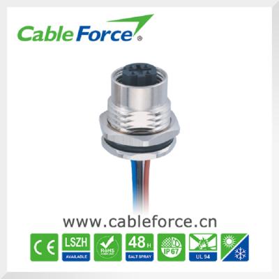 China M12 D-Coded Female Front Mounting 4 Pin Waterproof Connector CNC Screw for sale