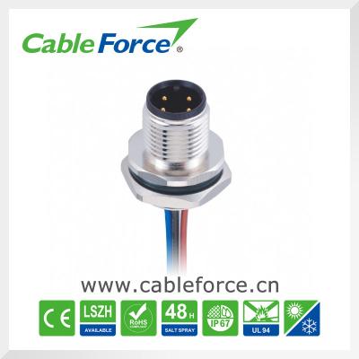 China IP67 Rating  4 Pin A-Coded Male M12 Panel Mount Connector Rear Mounting CNC Screw for sale