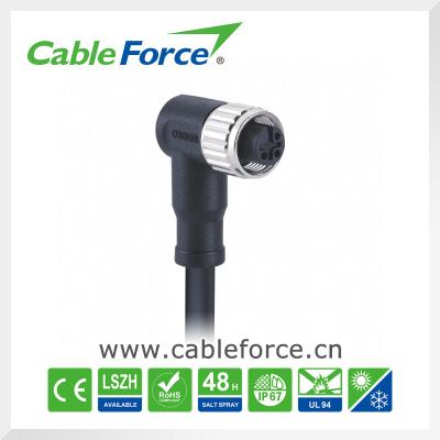 China Right angled M12 3pin female bulkhead waterproof sma connector power connector for sale