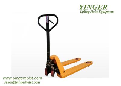 China Custom Color Hand Pallet Truck Rubber Coating Handle 200mm Max Fork Height  Pallet Truck Lifting Truck for sale