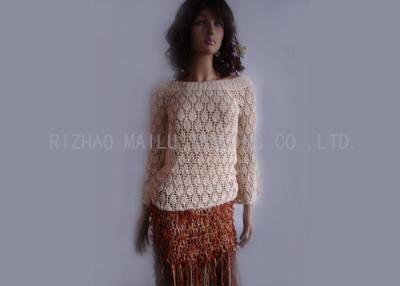 Cina Il collo della barca lavora all'uncinetto il bianco di vestito lungo dalla manica lavora all'uncinetto tricotta il maglione per l'autunno in vendita