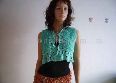 Cina La mano verde lavora all'uncinetto la parte anteriore che senza maniche del maglione del cardigan il cotone aperto tricotta il cardigan in vendita