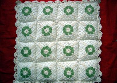 Cina Scavi fuori il quadrato lavorano all'uncinetto il cotone del latte della copertura del cuscino, verde lavorano all'uncinetto il cuscino del fiore in vendita