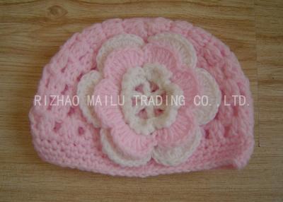 Cina Il rosa del modello del cavo lavora all'uncinetto il cappello del fiore scava fuori lavora all'uncinetto i cappelli del bambino con i fiori in vendita
