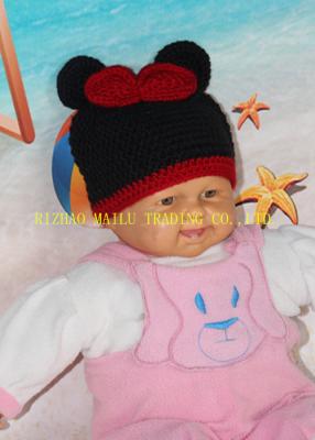 Cina Le ragazze tricottate il nero di forma della testa di Mickey Mouse lavorano all'uncinetto il materiale dell'acrilico dei cappelli 100% in vendita