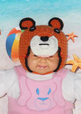 Cina L'orso animale adorabile fatto a mano lavora all'uncinetto Earflap caldo lavora all'uncinetto i cappelli del bambino con la cinghia in vendita