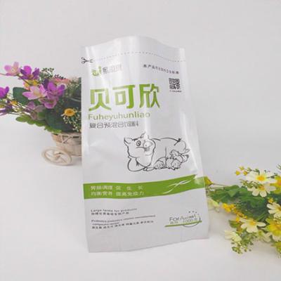 China Hot Sale Plastic Quad Seal Bag for Compound Premixed Feed Plastic Packaging Bag for sale