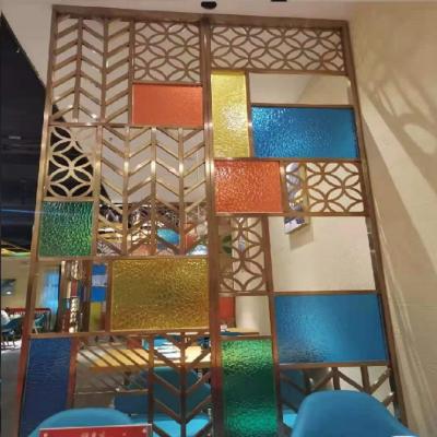 China Metal frame aluminum stained colour glass acrylic room divider panel for sale