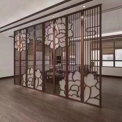 China Custom modern stainless steel room divider decorative flower carved design for sale