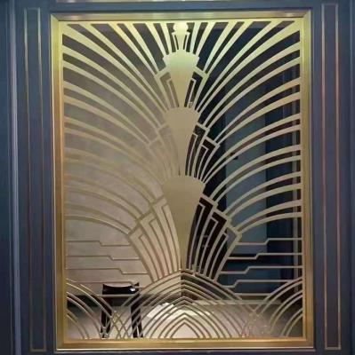 China Metal indoor decorative laser privacy mirrored room divider screen for sale