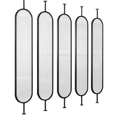 China Metal frame inlaid art glass indoor decorative room divider screen for sale